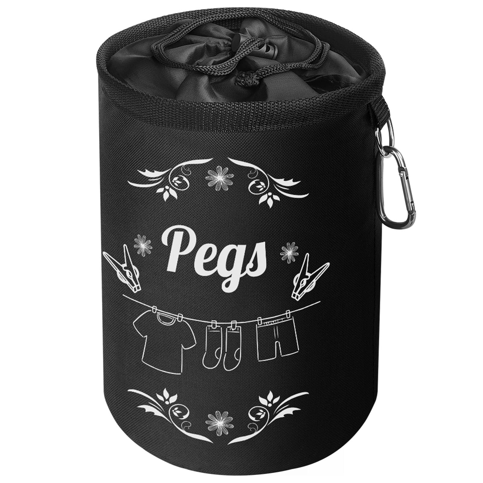Vicloon Premium Peg Bag, Black Large Peg Bag with Closing Cord and ...