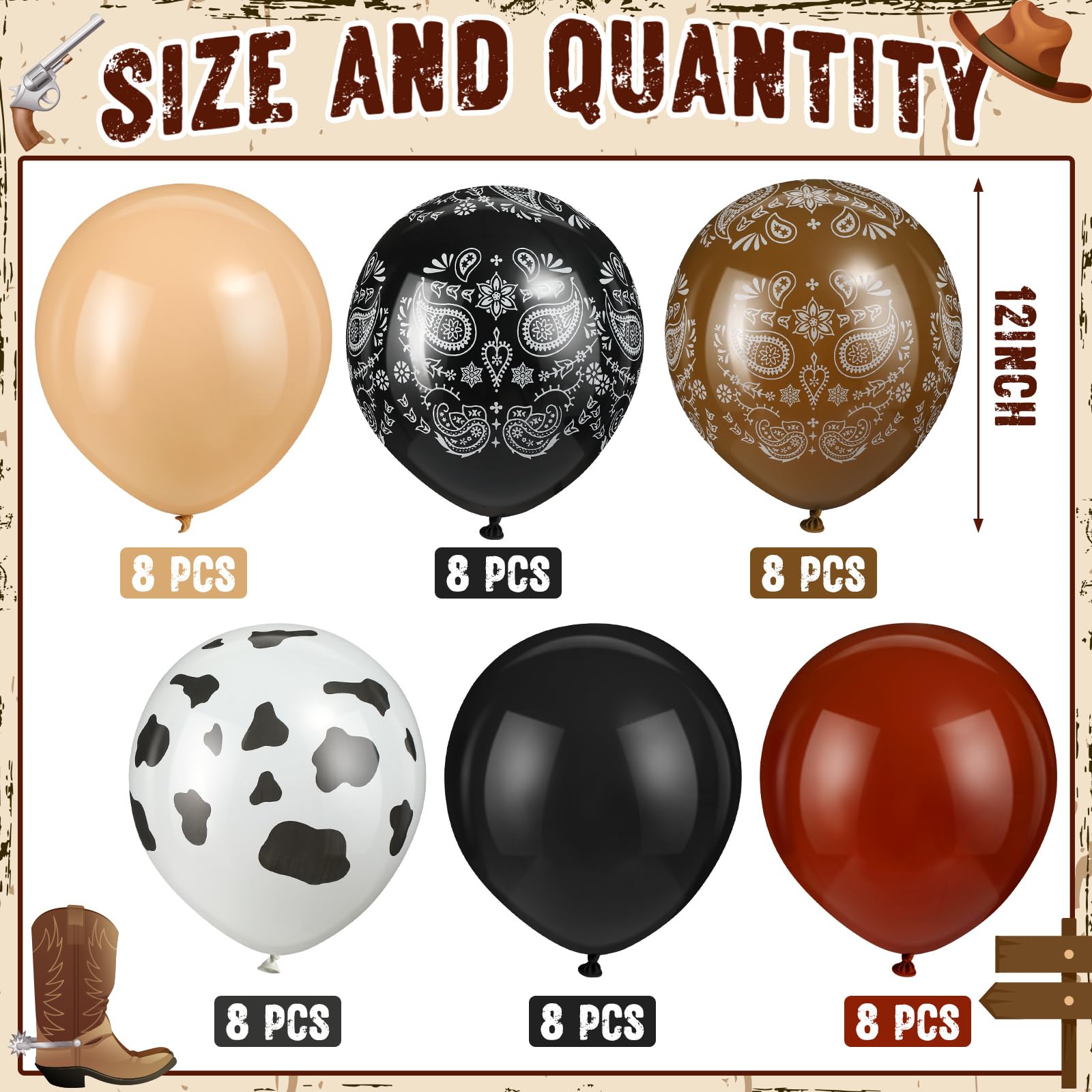 Snapklik.com : 52 Pcs Western Party Horse Balloons Cowboy Decoration ...