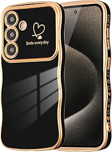 Amazon.com: DEFBSC Case for Samsung Galaxy A16 4G/5G, Curly Wave Shape Plating Frame Cute Love ...