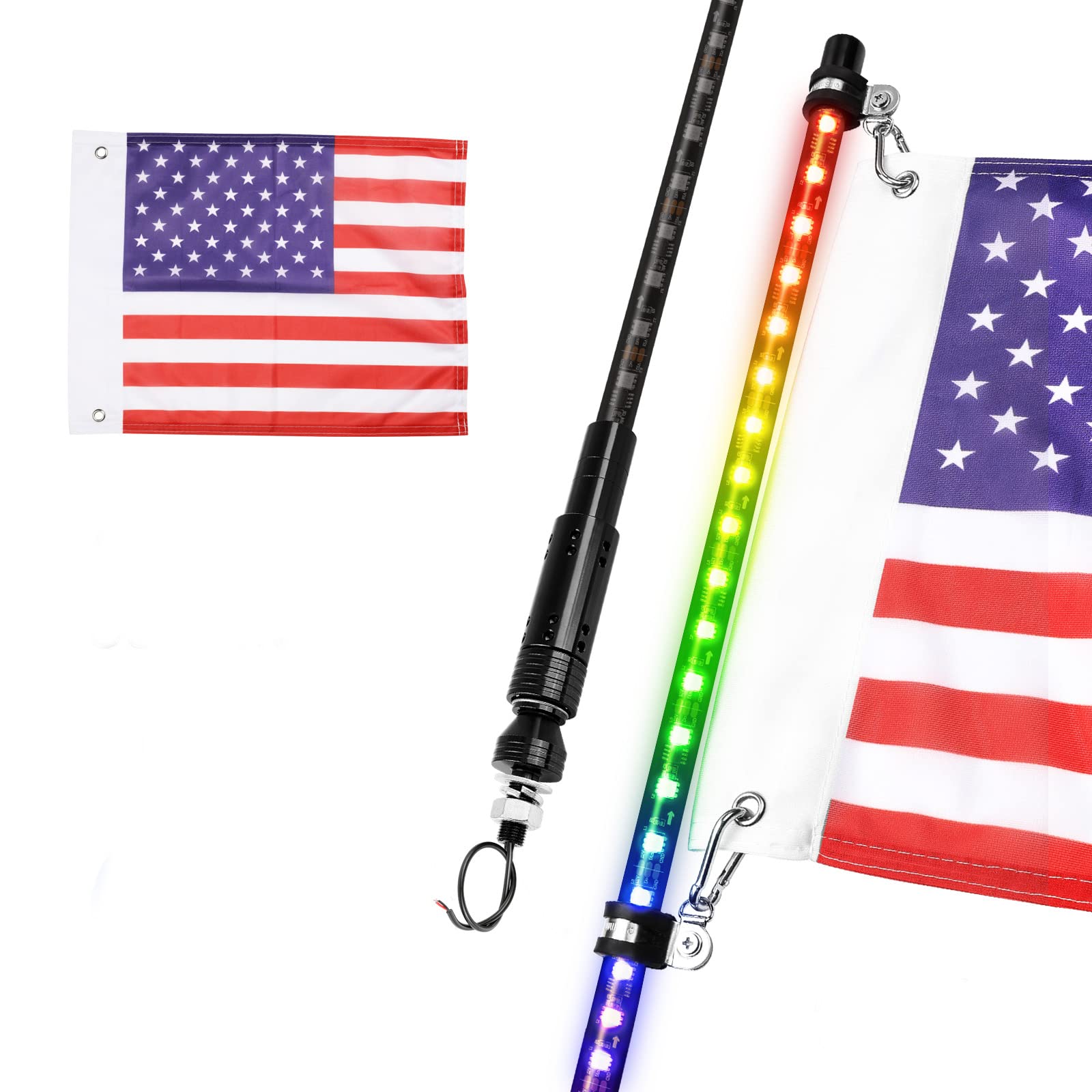 SWATOW INDUSTRIES 5ft LED Whip Lights Lighted Antenna Whip RGB LED ...