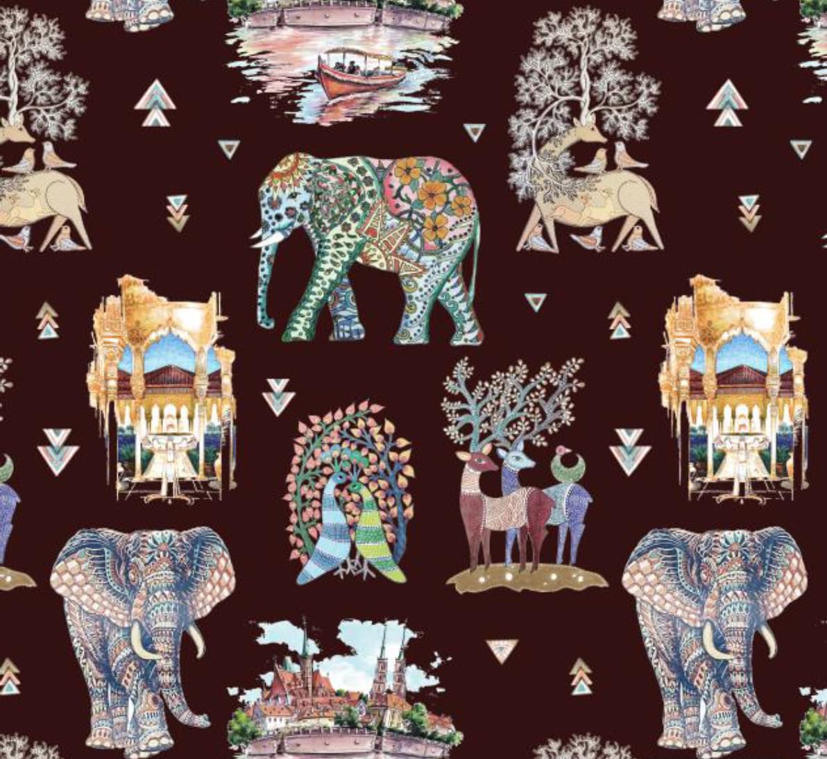Decora Furnishings Madhubani Design Digitally Printed Velvet Finish ...