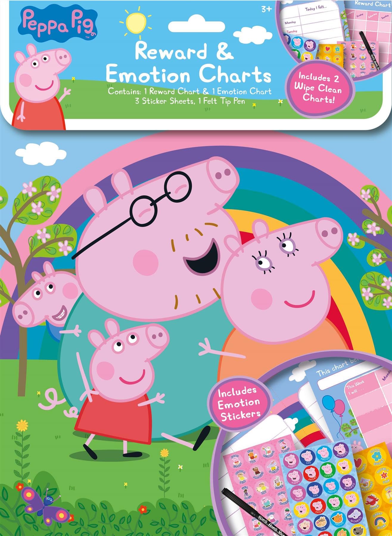 Peppa Pig Reward & Emotion Charts Wipe-Clean with Pen & Stickers Kids ...