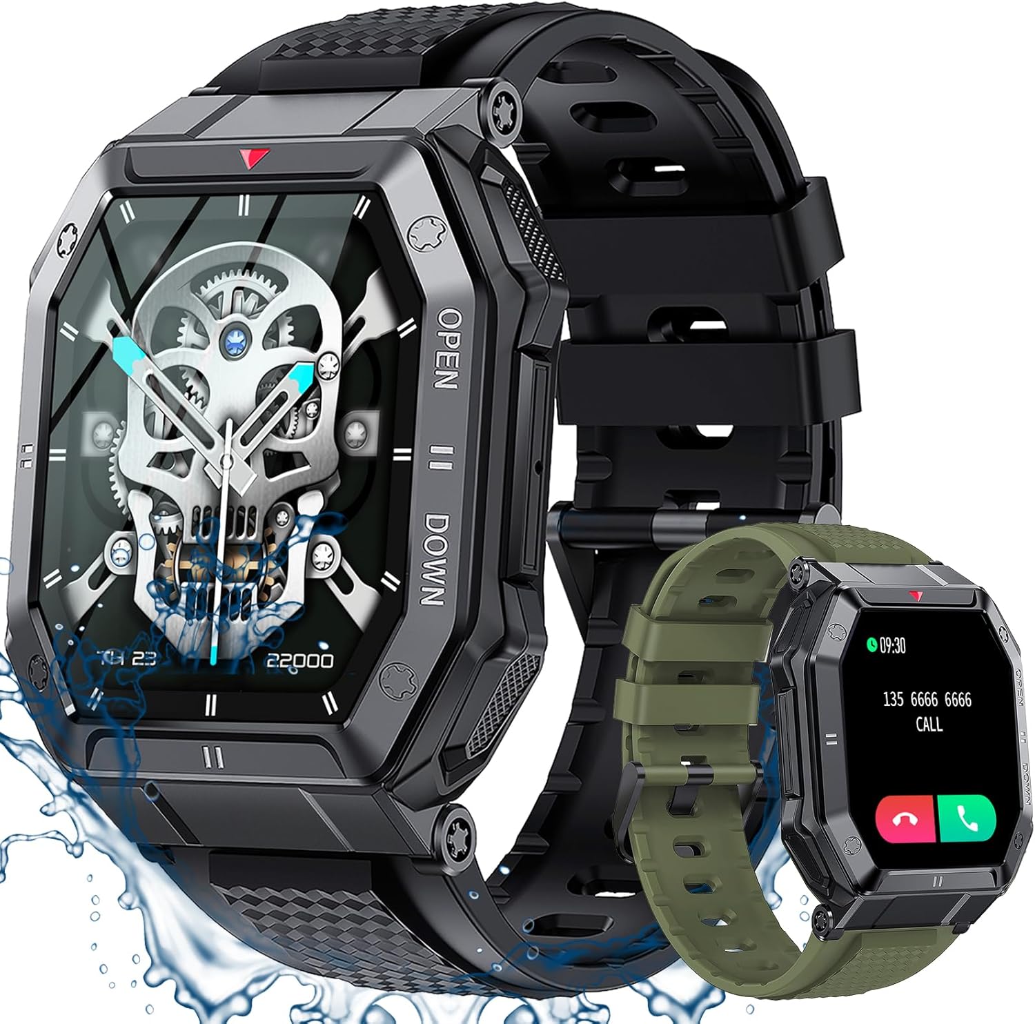 PODOEIL smartwatch militare da uomo con funzione di chiamata ...