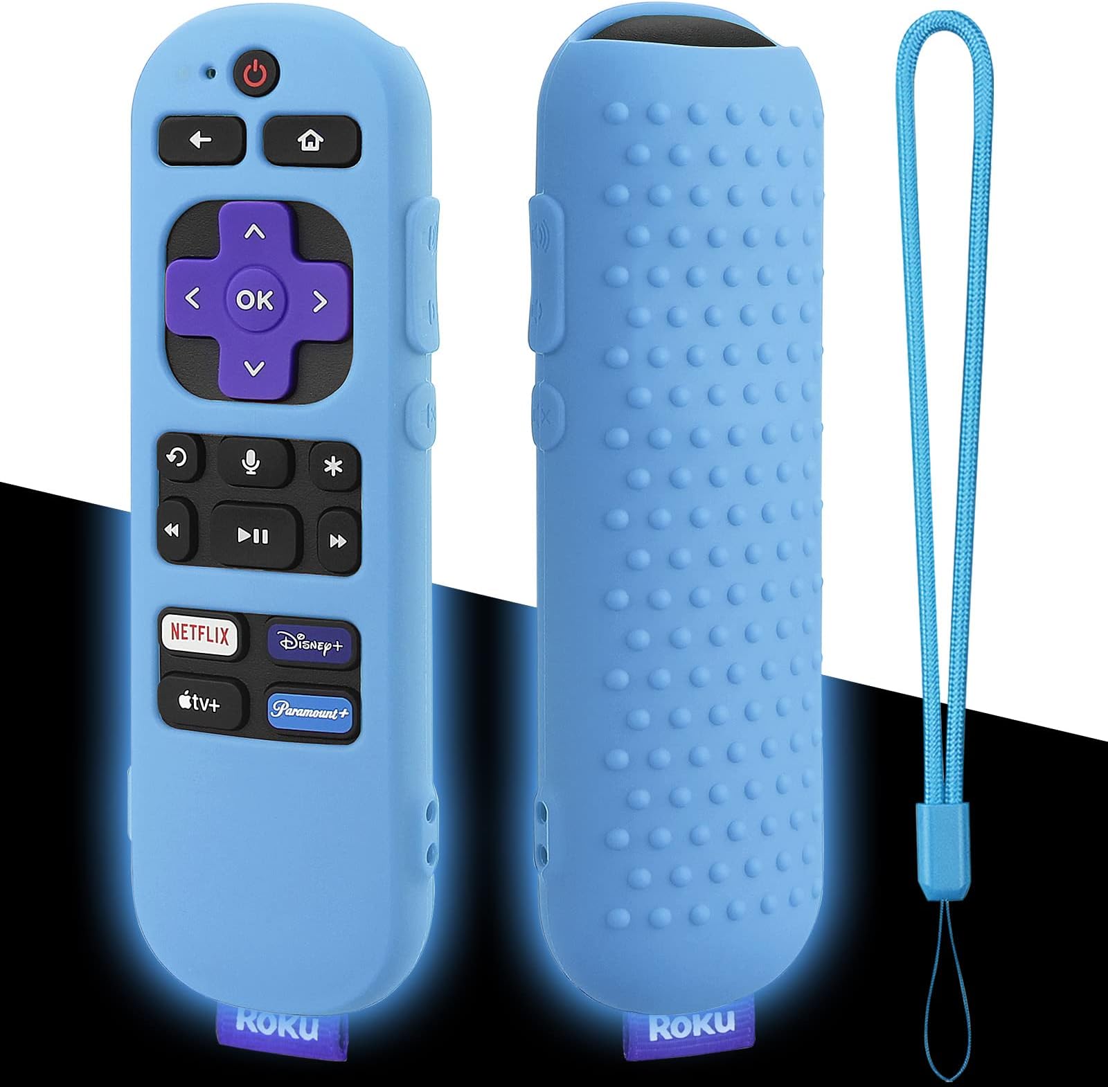 Amazon.com: Glowing Blue Remote Cover Replacement for Roku Voice Remote ...