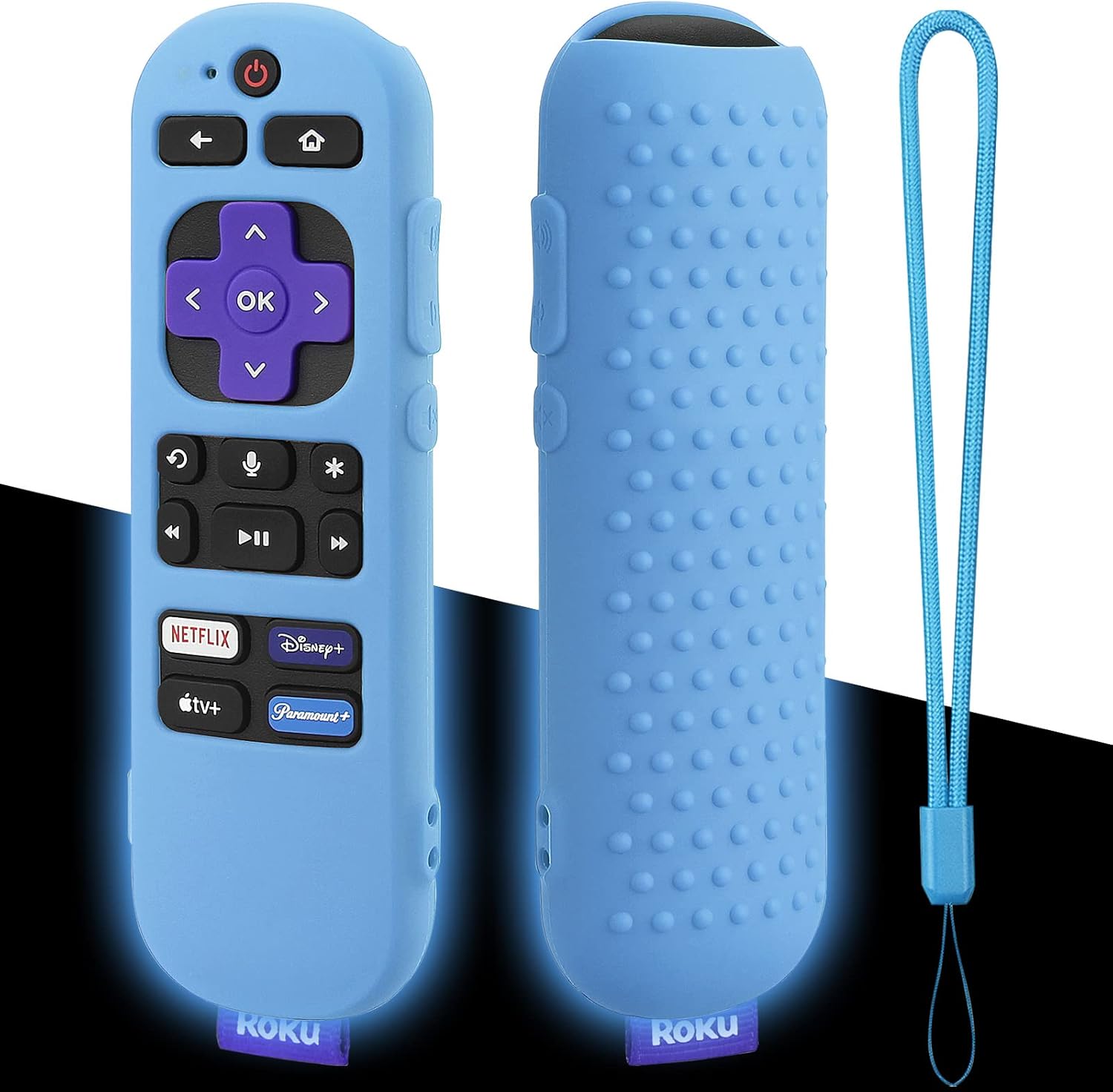 Amazon.com: Glowing Blue Remote Cover Replacement for Roku Voice Remote ...