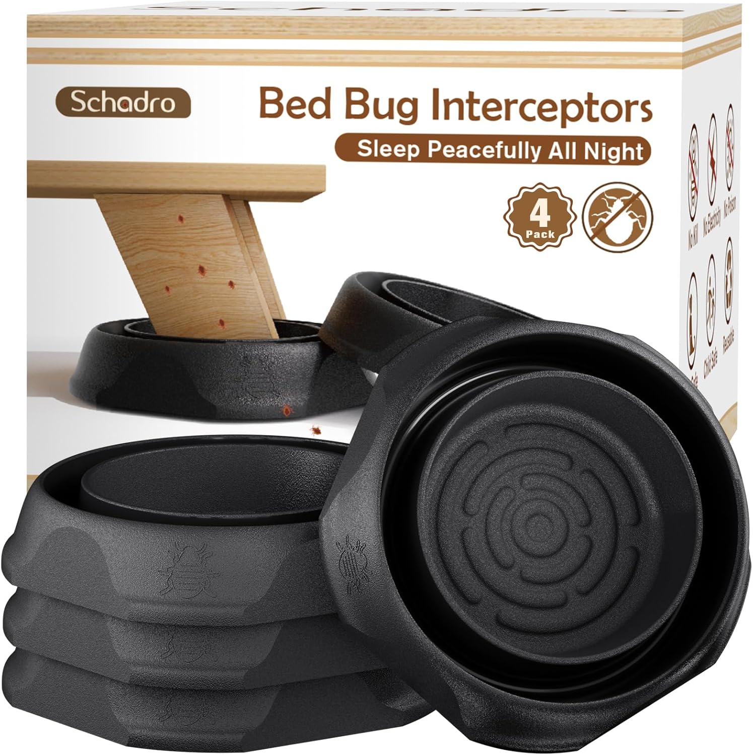 Amazon.com : Bed Bug Interceptors, 4 Pack Bed Bug Traps, Insect ...