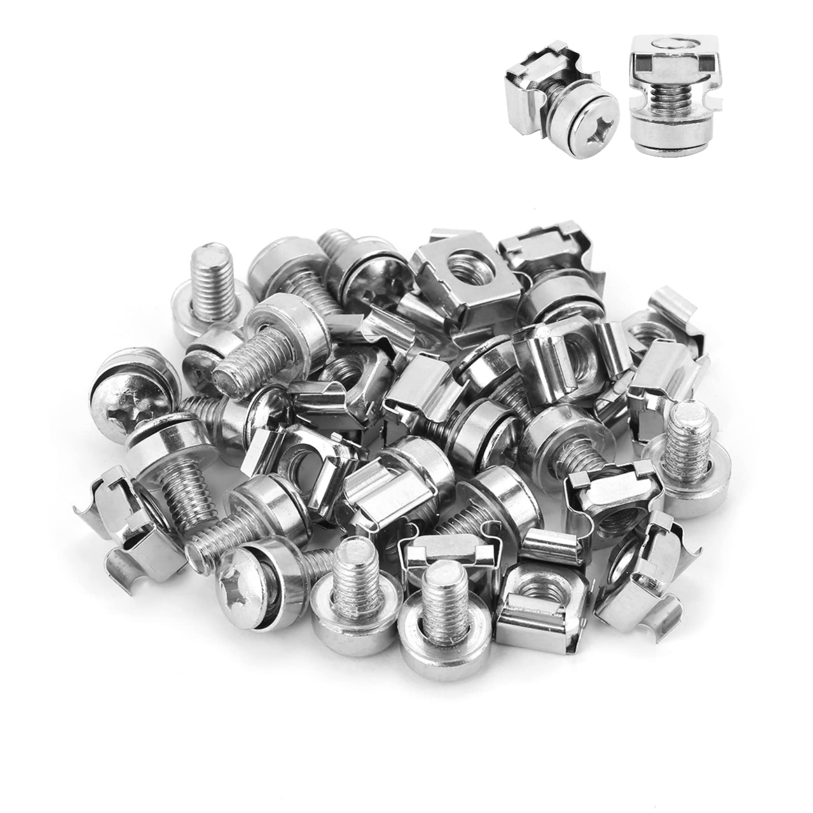 Amazon.com: 20pcs Cage Nut Mounting Screw Bolts Network Cabinet Rack ...