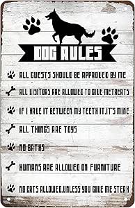 Amazon.co.jp: Funny Dog Rules Tin Poster for Home Office Toilet Art ...
