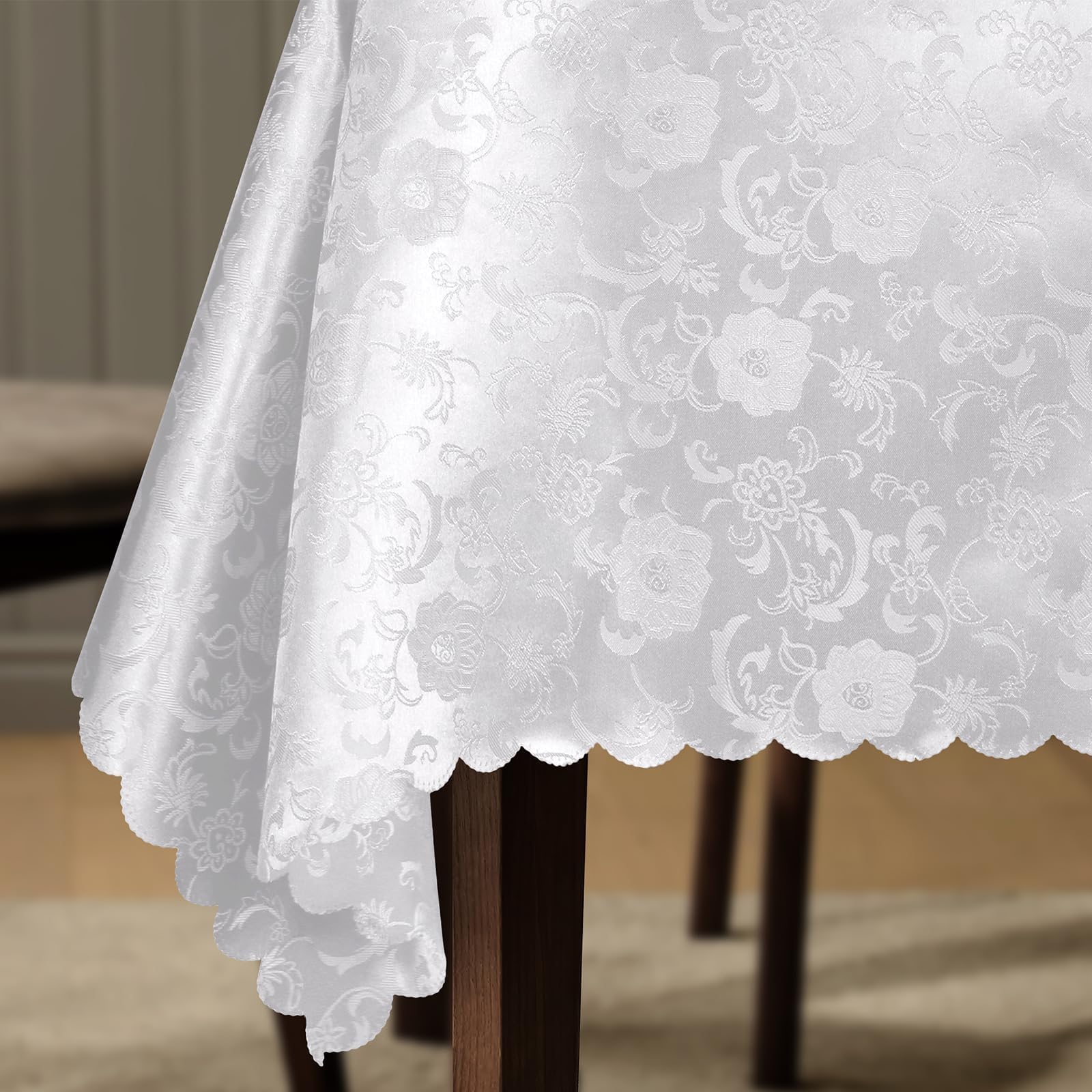 Amazon.com: KKJIAF 2 Pcs Rectangle Table Cloth White, Elegant Jacquard ...