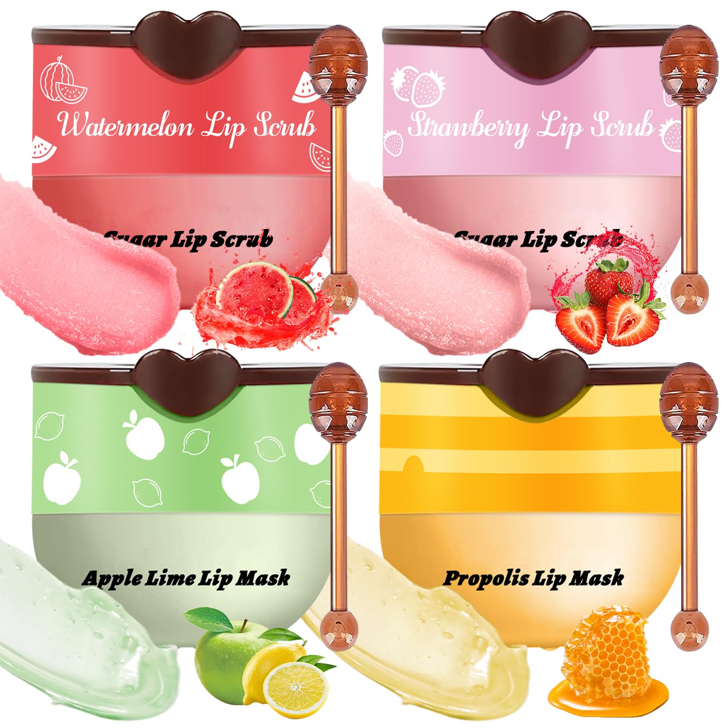 Amazon.com : 4 Pcs Bee Lip Balm Honey Pot Lip Mask & Lip Scrub Set ...