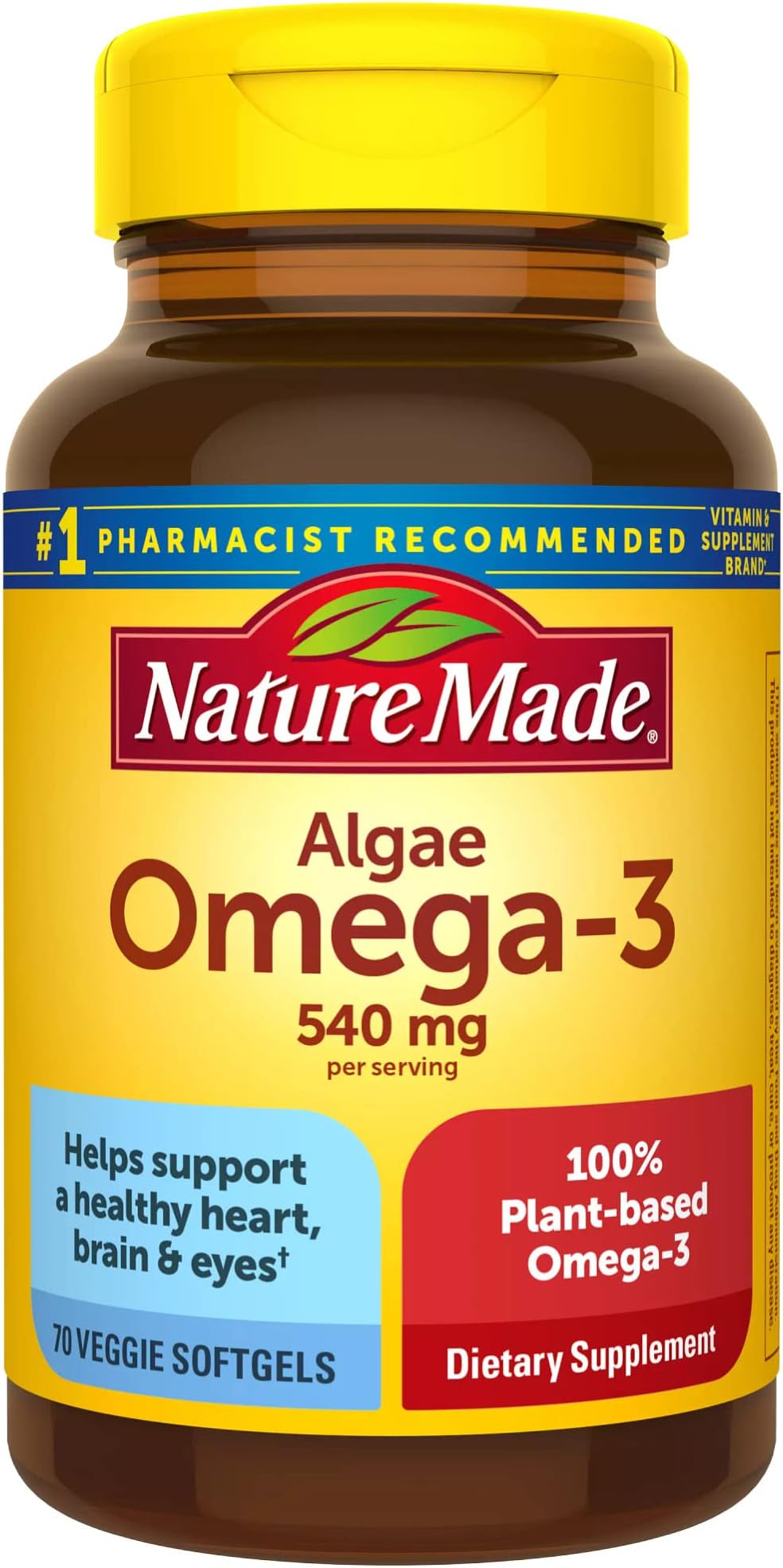 Amazon.com: Nature Made Algae Oil Omega 3 Supplement 540mg, Omega 3 ...