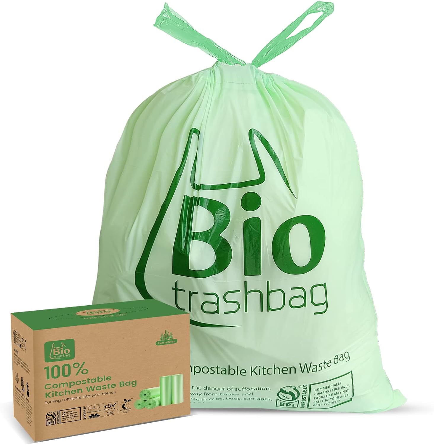 Amazon.com: Biotrashbag 100 Count Compostable Garbage Bags, 13 Gallon ...