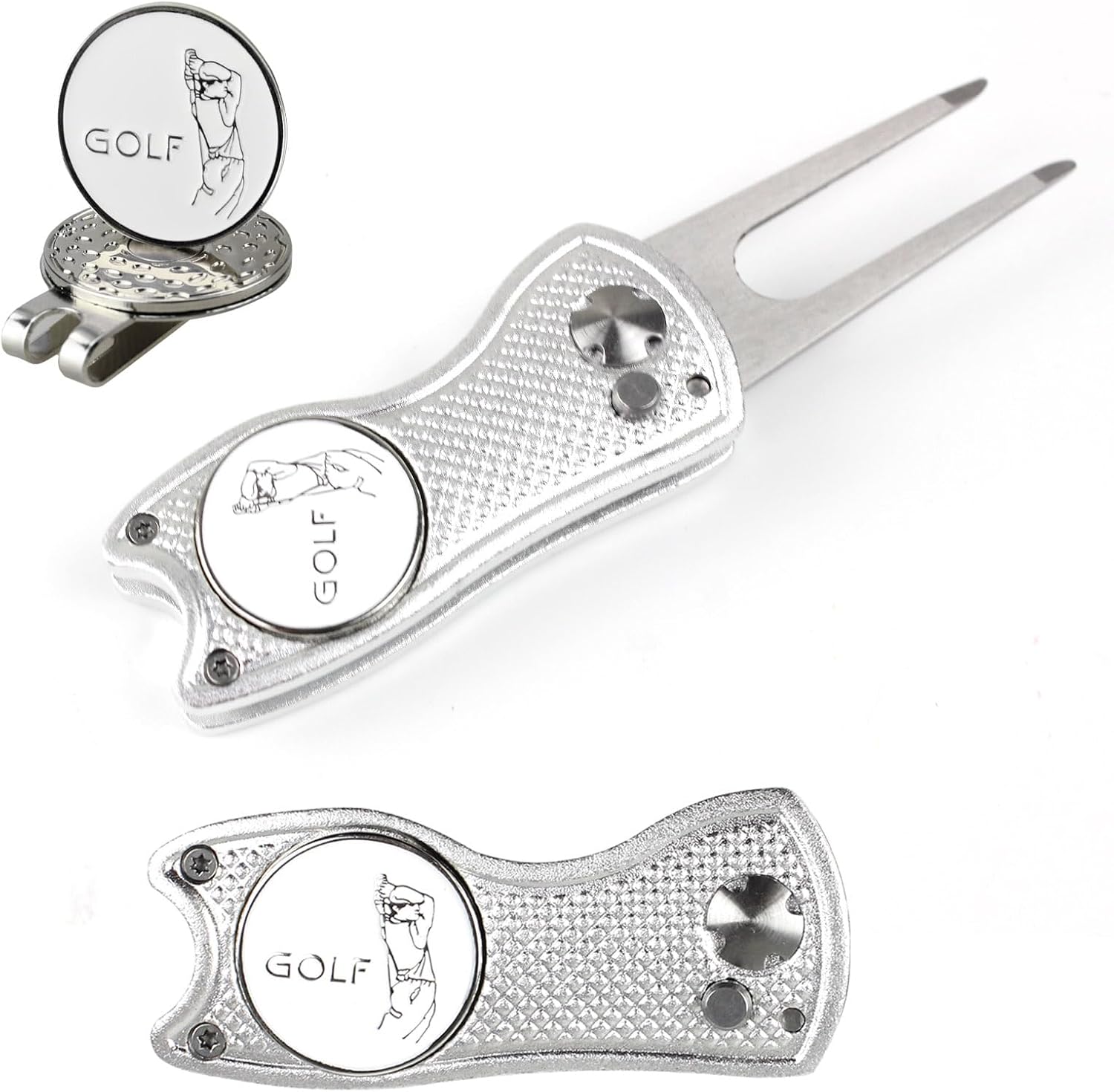 Amazon.com : kahuayi Golf Divot Tool with 2 Ball Markers+ 1 Hat Clip ...