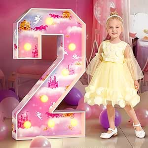 Amazon.com: imprsv Marquee Numbers Princess 2nd-Birthday Decorations ...