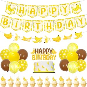 Amazon.com: Bananas Birthday Decorations, Banana Happy Birthday Banner ...