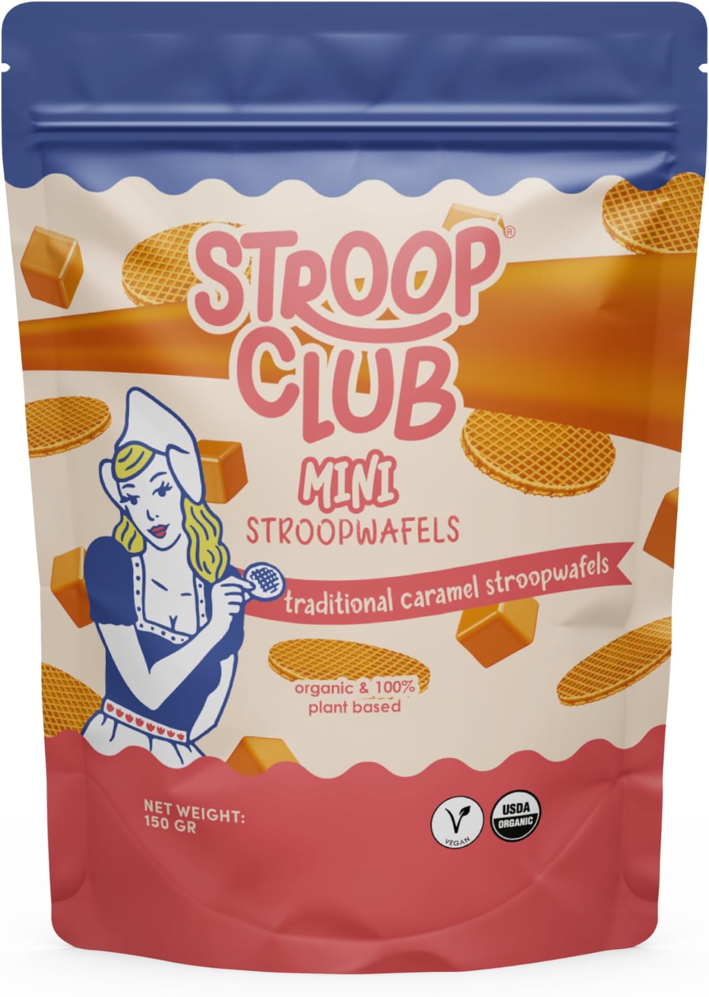 Amazon.com: Stroop Club Traditional Organic Mini Stroopwafel Caramel Treats | Vegan, Plant-Based ...