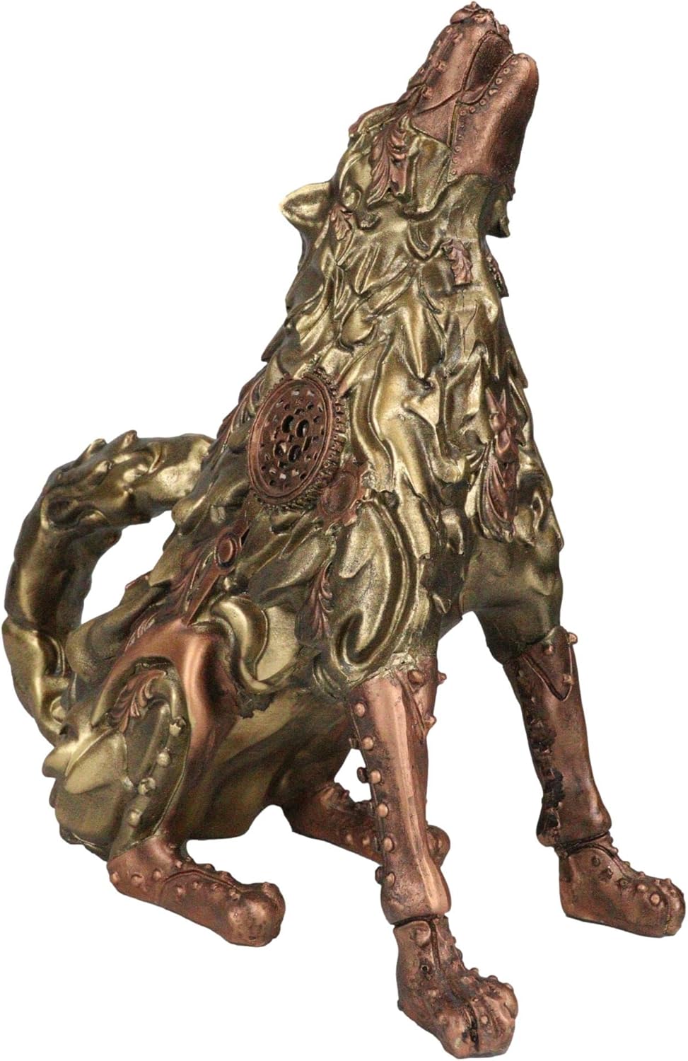 Amazon.com: Ebros Steampunk Golden Robotic Alpha Wolf Howling Statue ...