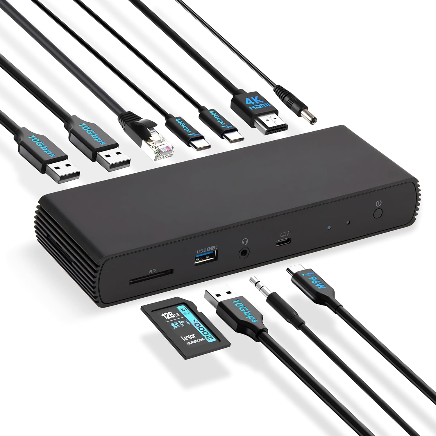 Amazon Basics Thunderbolt4/USB4 Pro Docking Station,2xTBT4,1xHDMI2.1,3xUSB A 3.1,RJ45,Dual ...