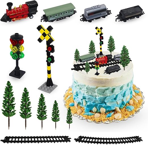 13pcs Train Pull-back Model, Train Cake Topper Decorations with Track ...