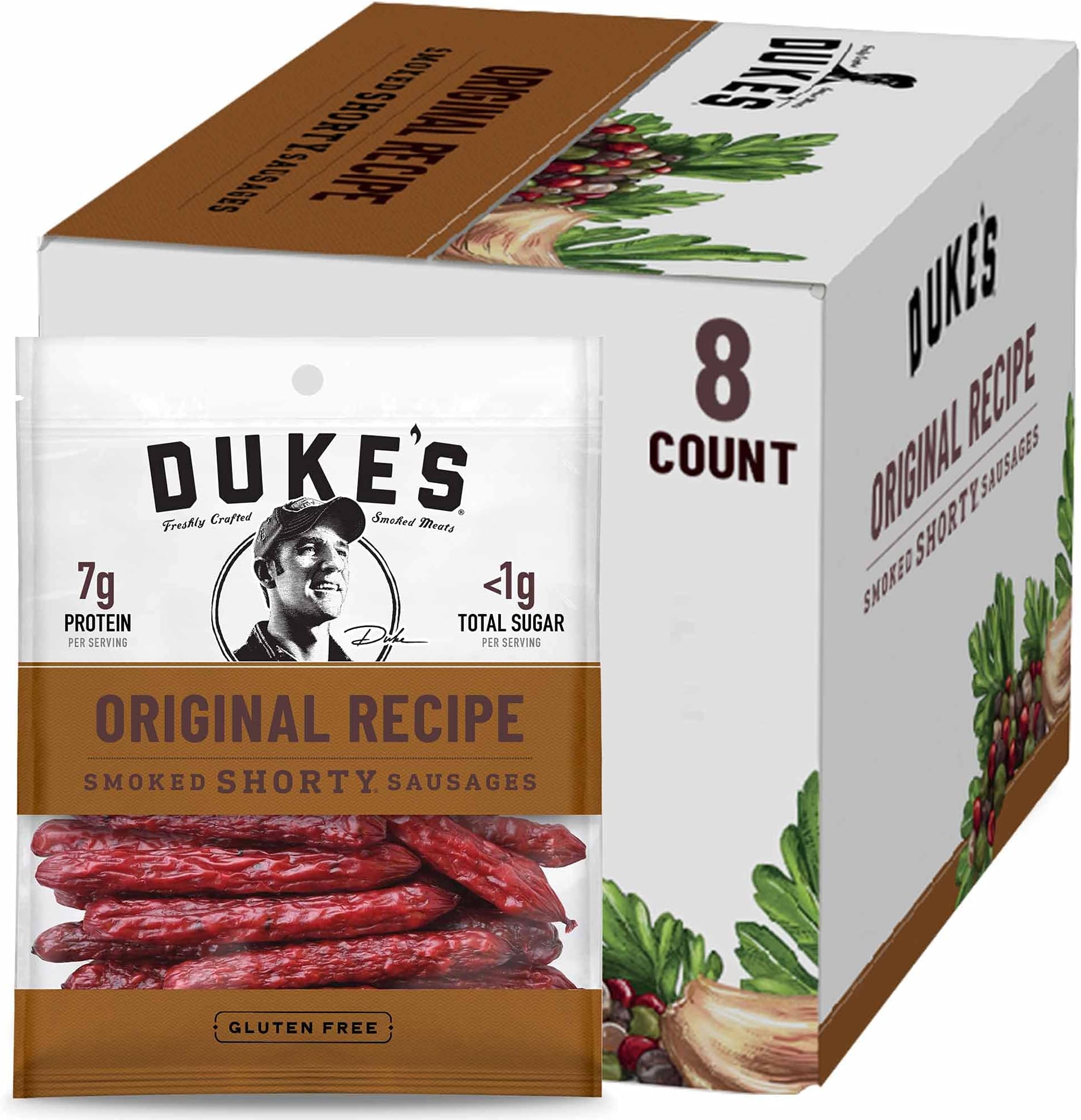 Amazon.com: Duke's Pork Original Smoked Shorty Sausages, 7g Protein Per ...