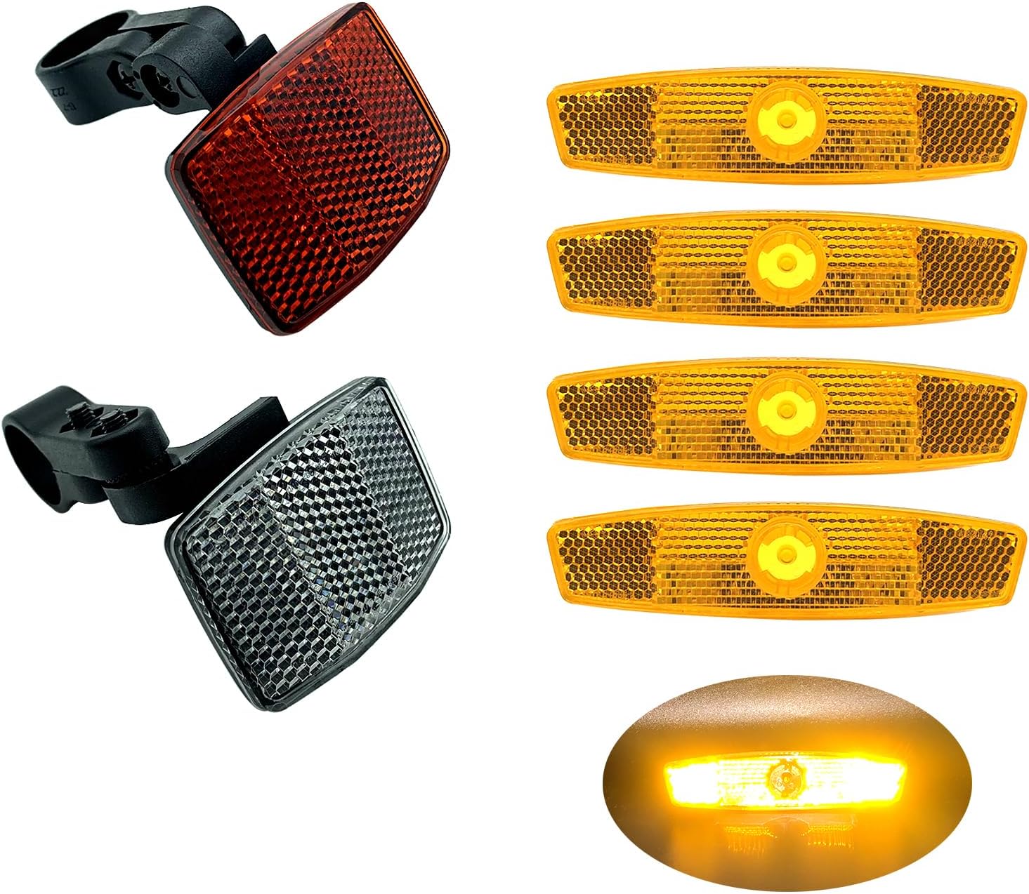 Amazon.com : MGMSINYO Bicycle Spokes Reflectors Set Front and Rear for ...