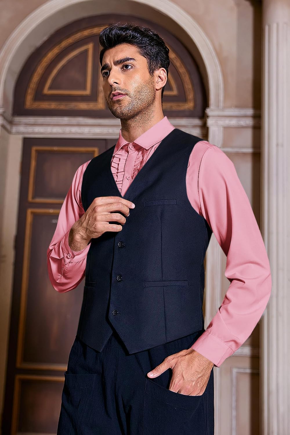 Snapklik.com : Mens Ruffle Tuxedo Shirt 80s Prom Ruffled Button Down ...