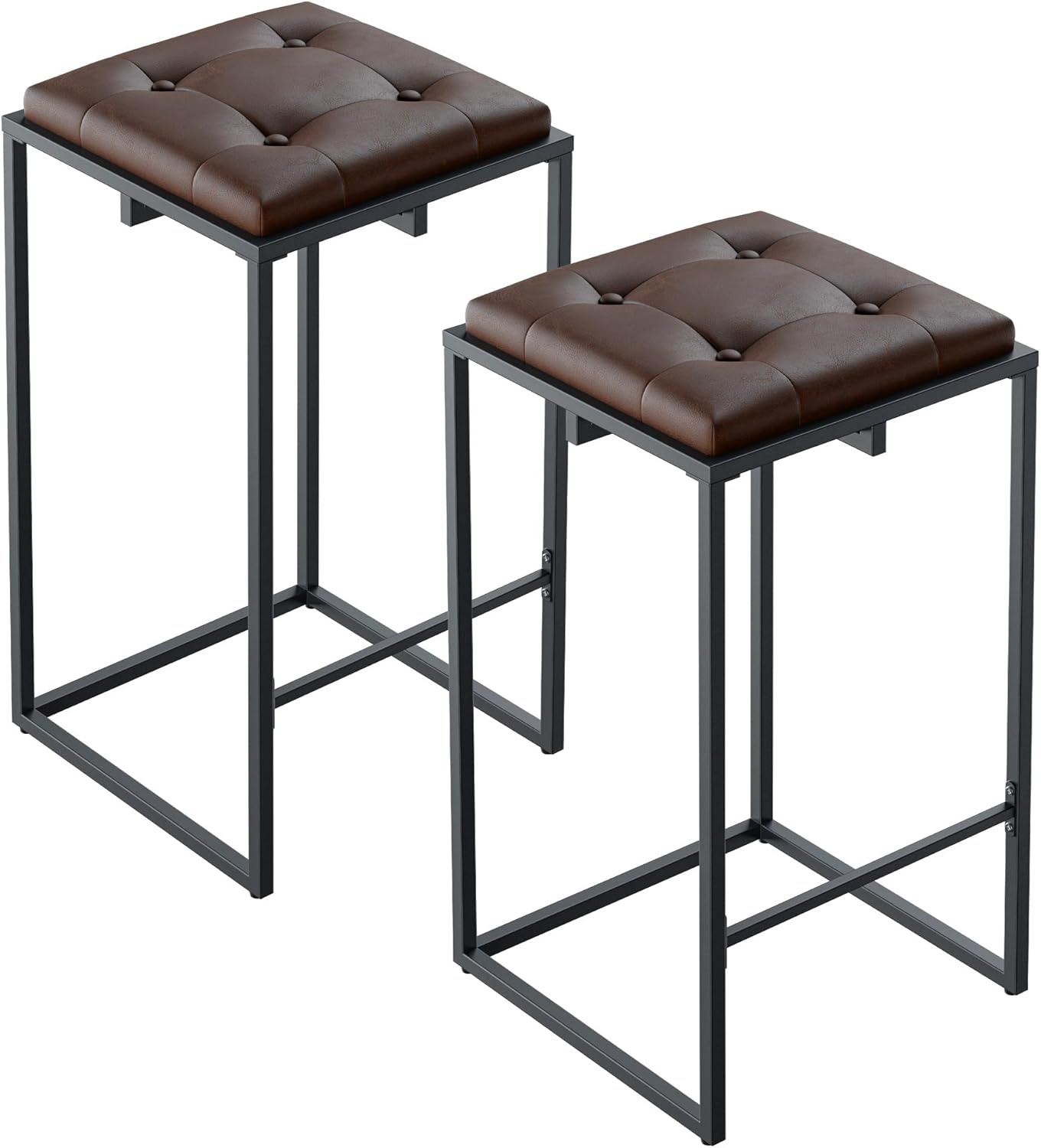 Amazon.com: AUREUM OPAL Faux Leather Bar Stool Set of 2, 30 Inch Tufted ...