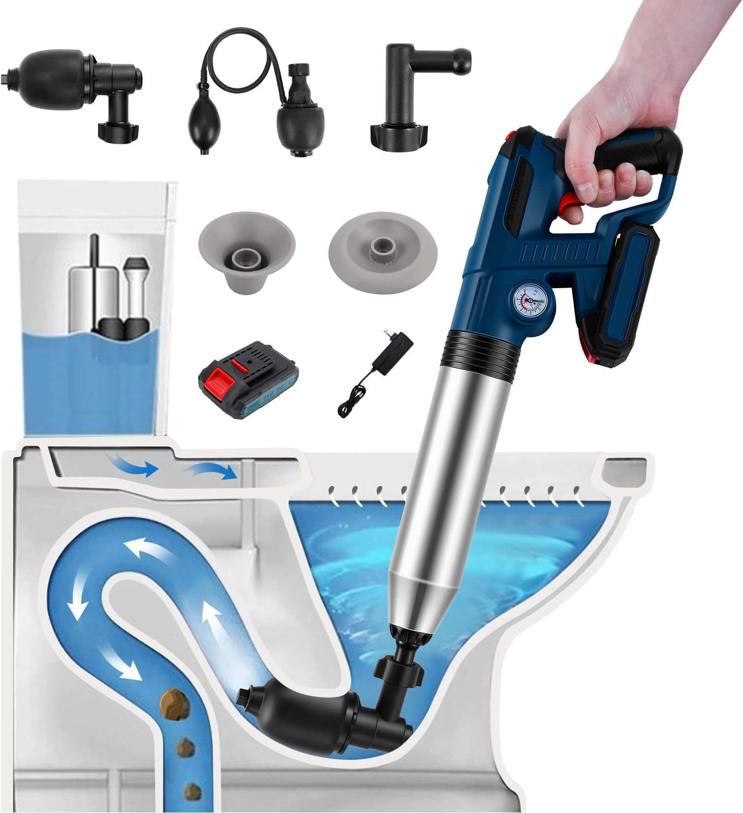 Electric Toilet Plunger Heavy Duty: High Pressure Air Toilet Plunger ...