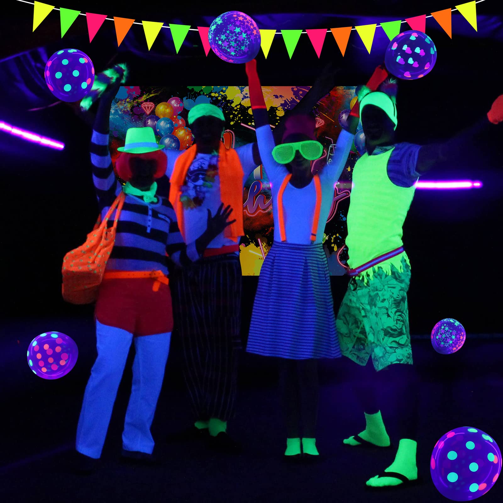 Neon Party Supplies Decorations Glow in The Dark Birth...B09WCS1B7V ...
