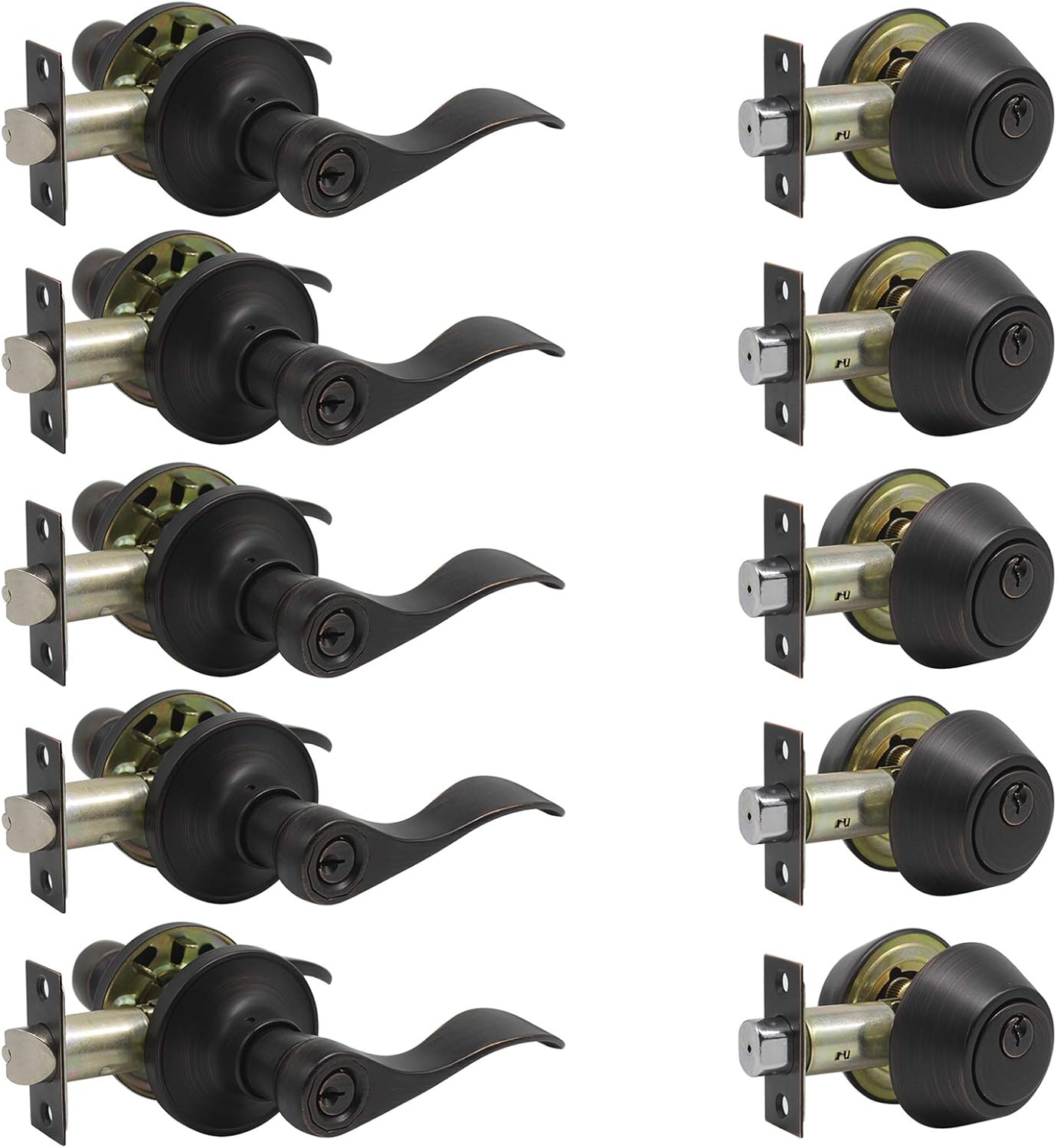 Gobrico Exterior Door Locksets with Double Keyed Deadbolt Combination ...