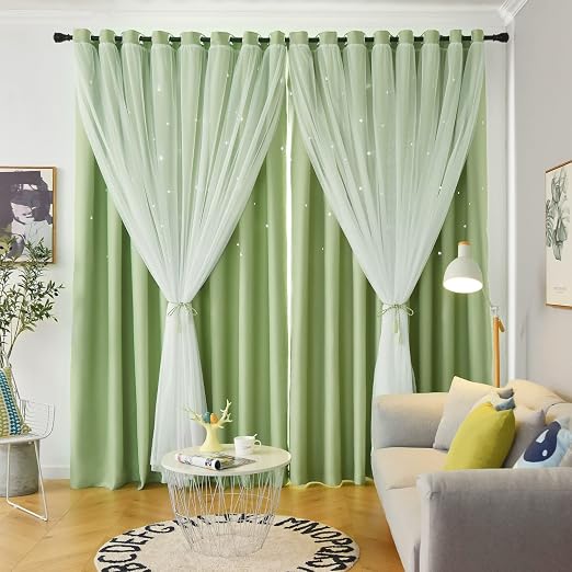 Amazon.com: Loyala Star Double Layer Blackout Curtains for Bedroom ...