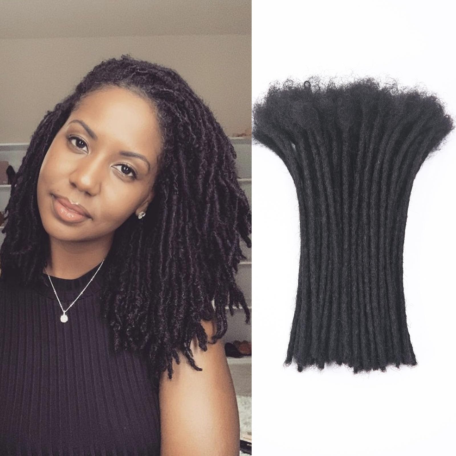 Amazon.com : 6 Inch Dreadlock Extension Human Hair 10 Strands 0.4cm ...