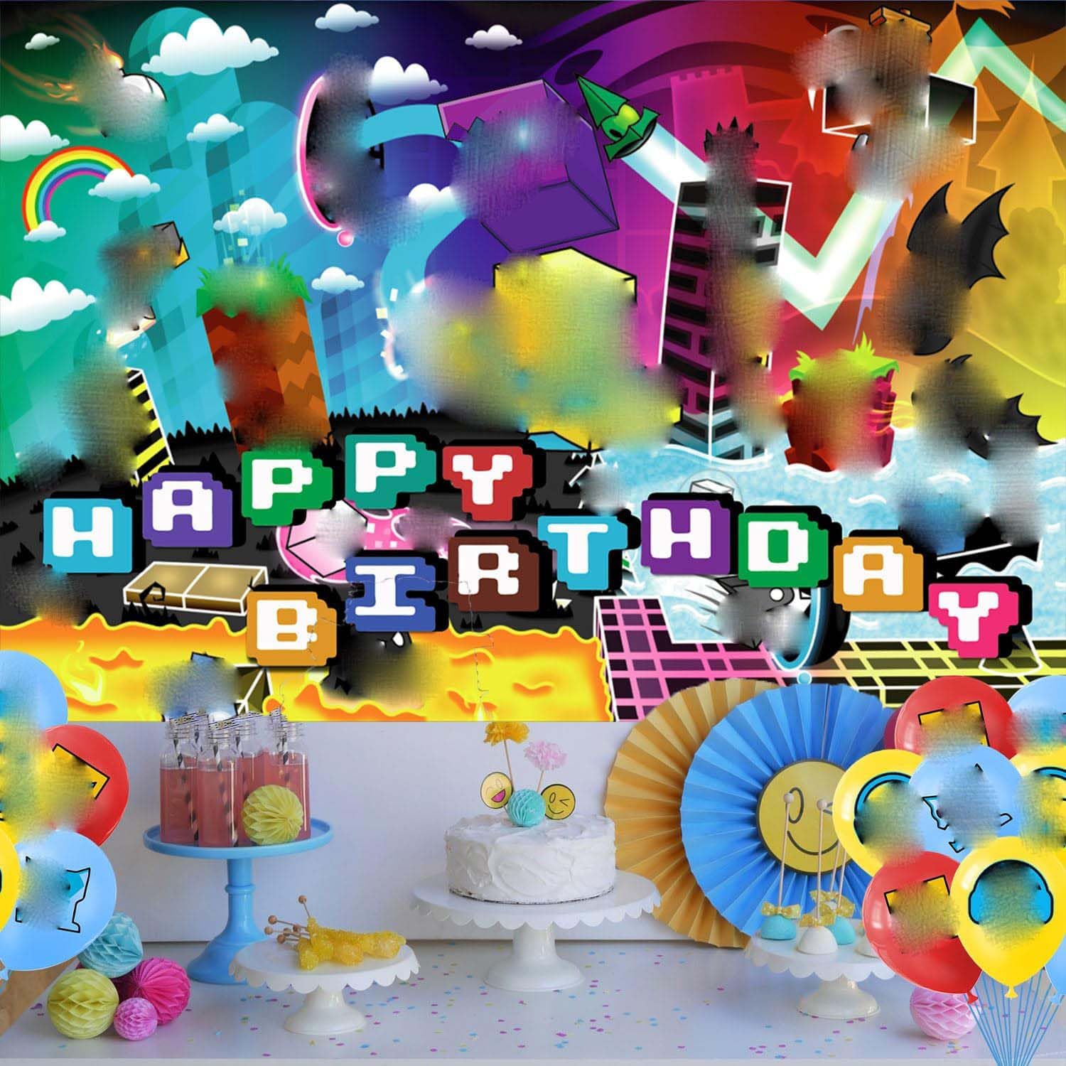 Geometry Dash Party Banner, Kong Backdrop 7x5 Philippines | Ubuy