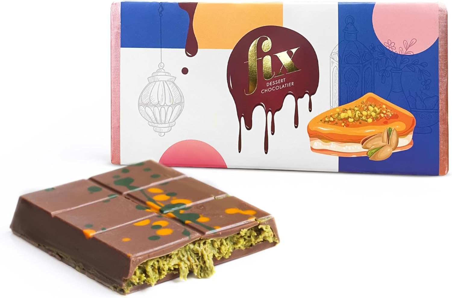 Fix Dessert Milk Chocolate with Pistachio & Kunafah, 200g : Amazon.ae ...