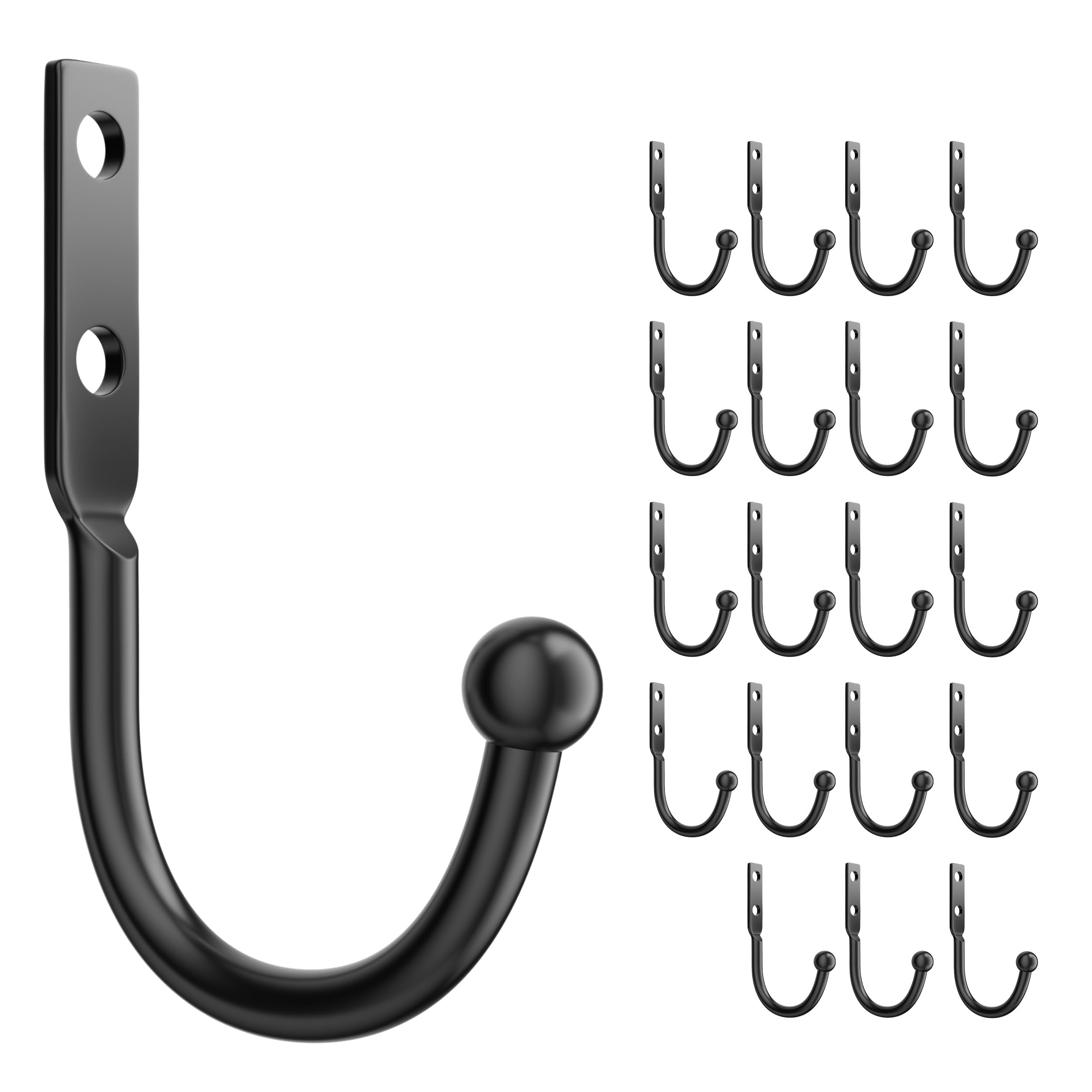 jockcaras Black Wall Hooks for Towel Storage: Holds up to 45 LBS ...