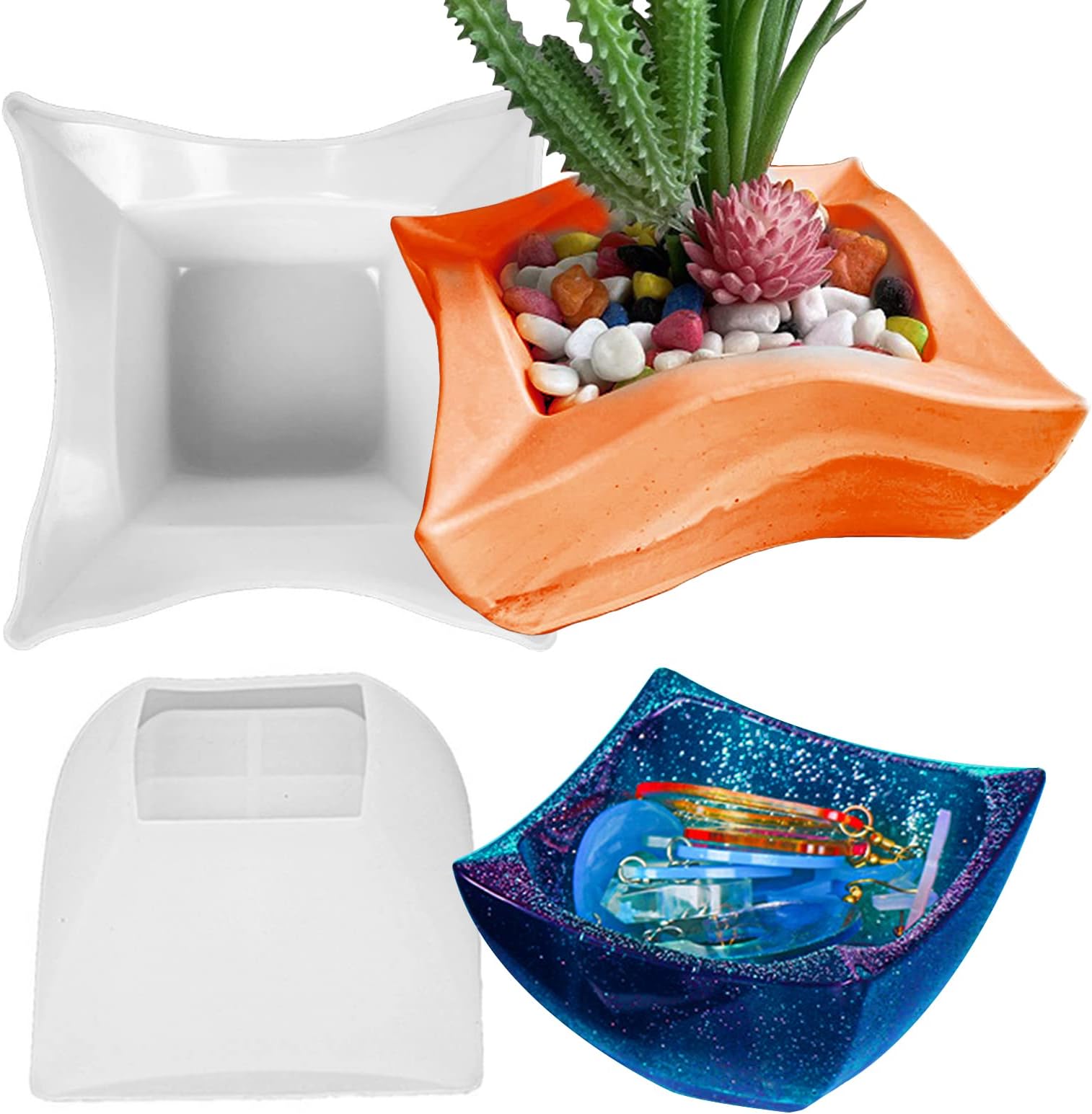 Amazon.com: 2PCS Irregular Flower Pot Silicone Mold Silicone Planter ...
