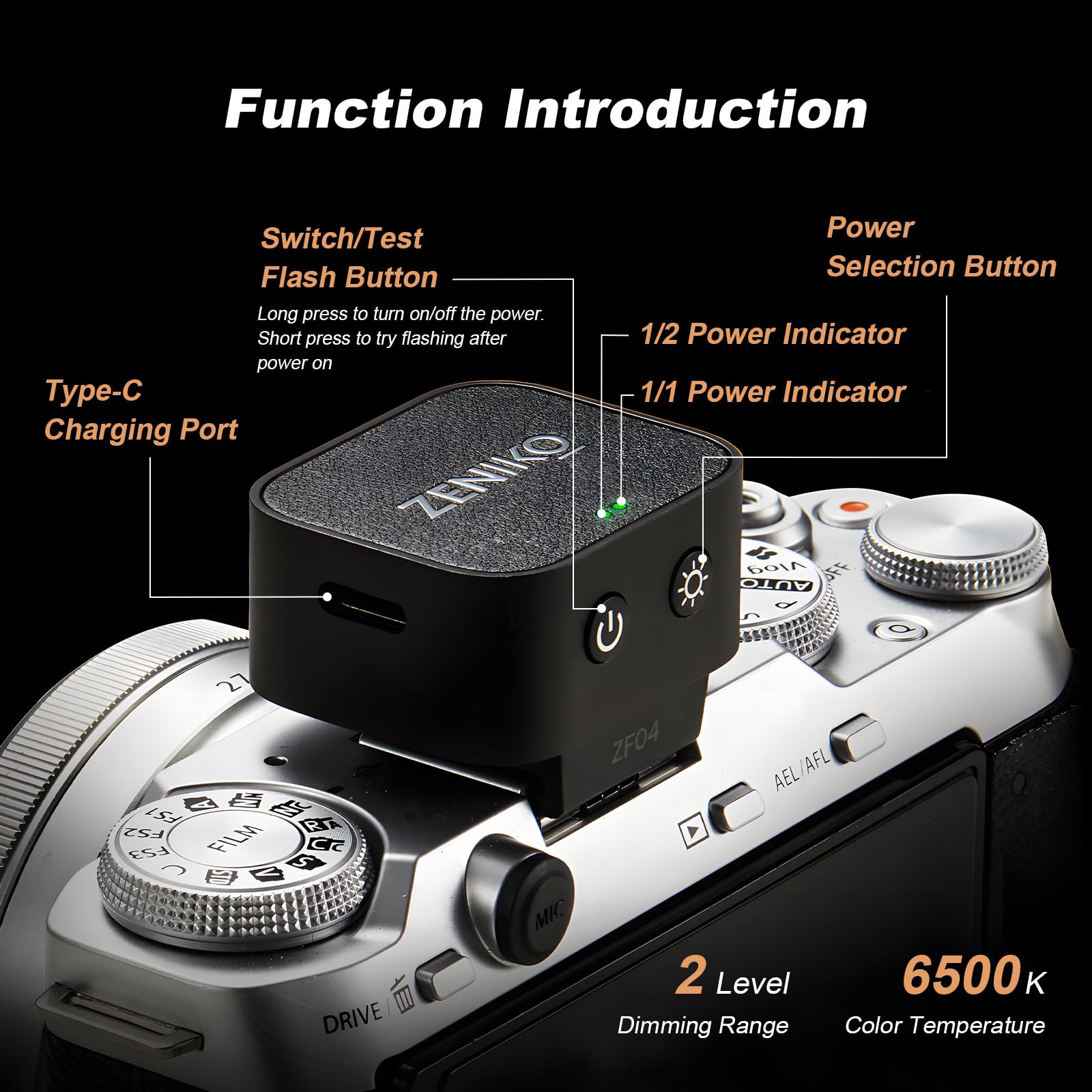 Vlogging Flash ZF04 Mini Camera Flash Speedlite - Ultra Lightweight On ...