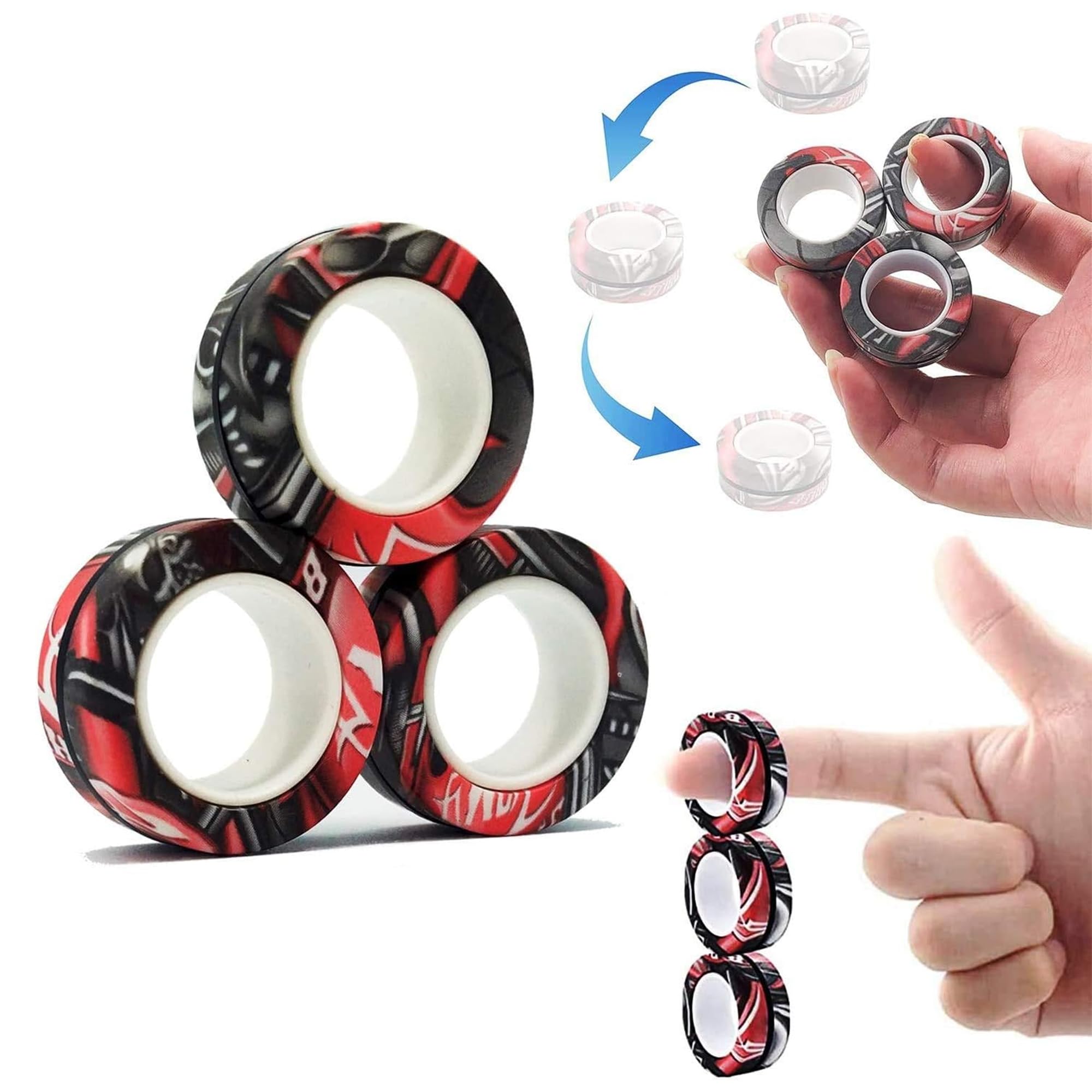 Kidology Magnetic Fidget Rings, Fidget Spinner Therapy Toys for Sensory ...