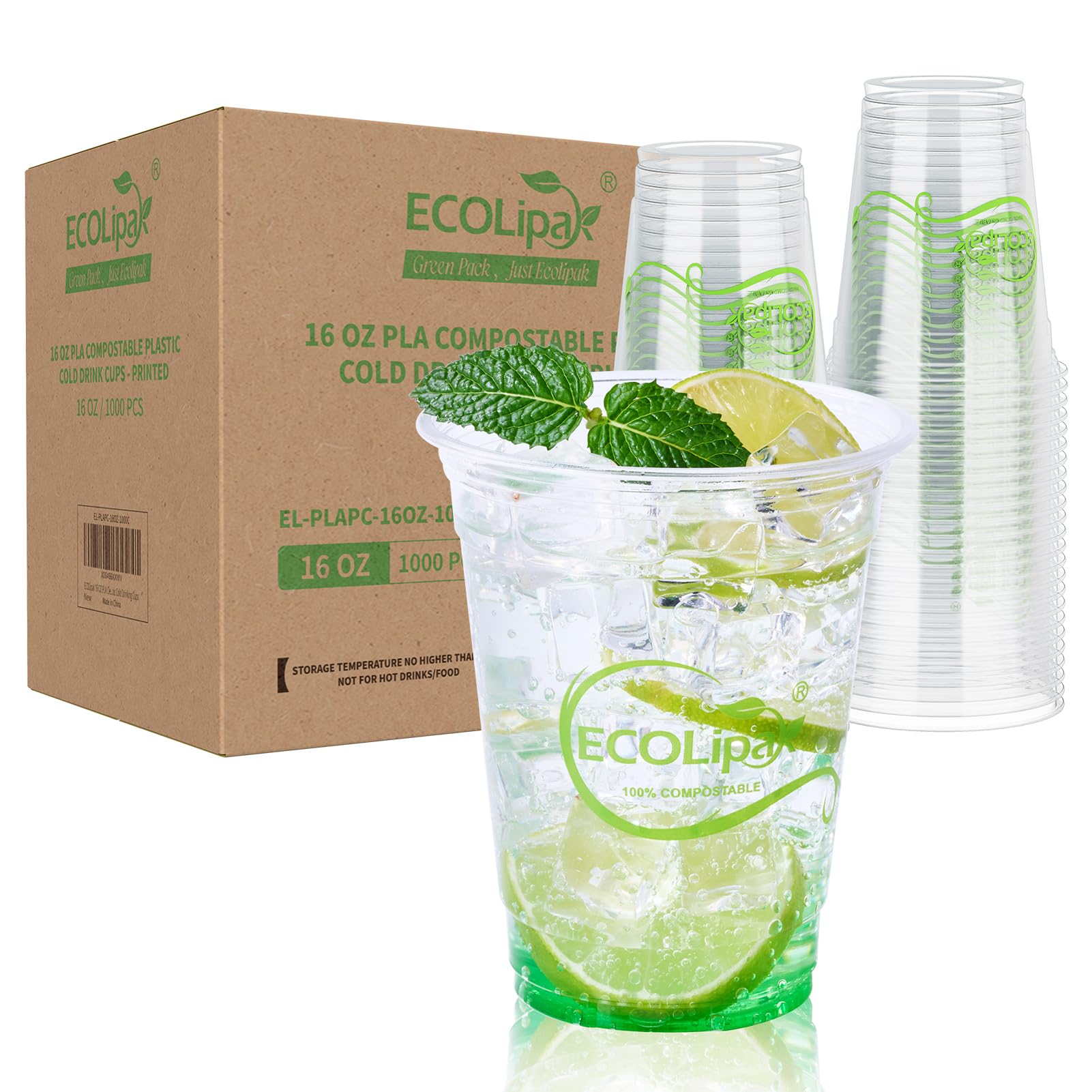 Snapklik.com : 1000 Count 16 OZ Clear Compostable Plastic Cups ...