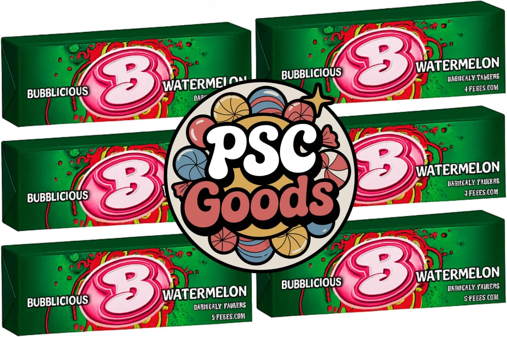 Amazon.com : PSC GOODS Bubblicious Watermelon Bubble Gum – 6 Pack ...
