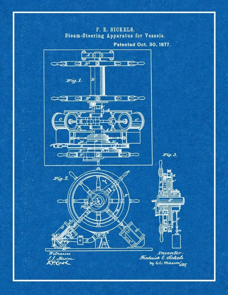Amazon.com: Steam Steering Apparatus For Vessels Patent Print Blueprint ...