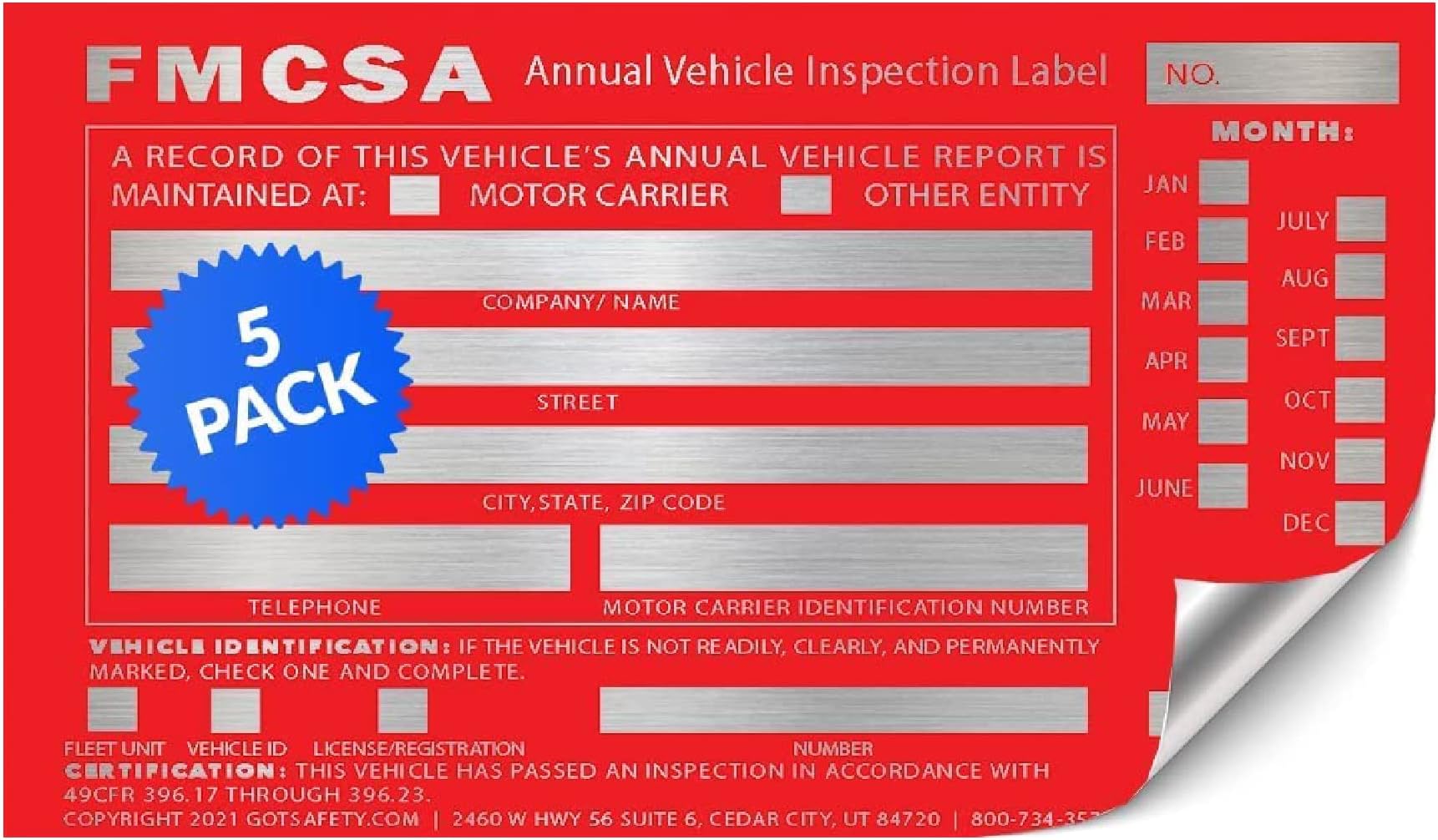 Amazon.com : J. J. Keller 25-Pack, Annual Vehicle Inspection Report ...