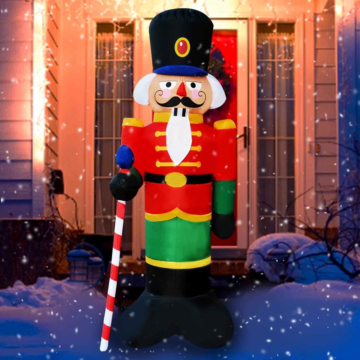 SEASONBLOW 8 Ft LED Light Up Inflatable Christmas Nutcracker House ...