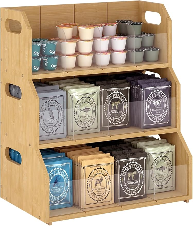 Amazon.com: StorageWorks 3-Tier Stackable Bamboo Tea Bag Organizer ...