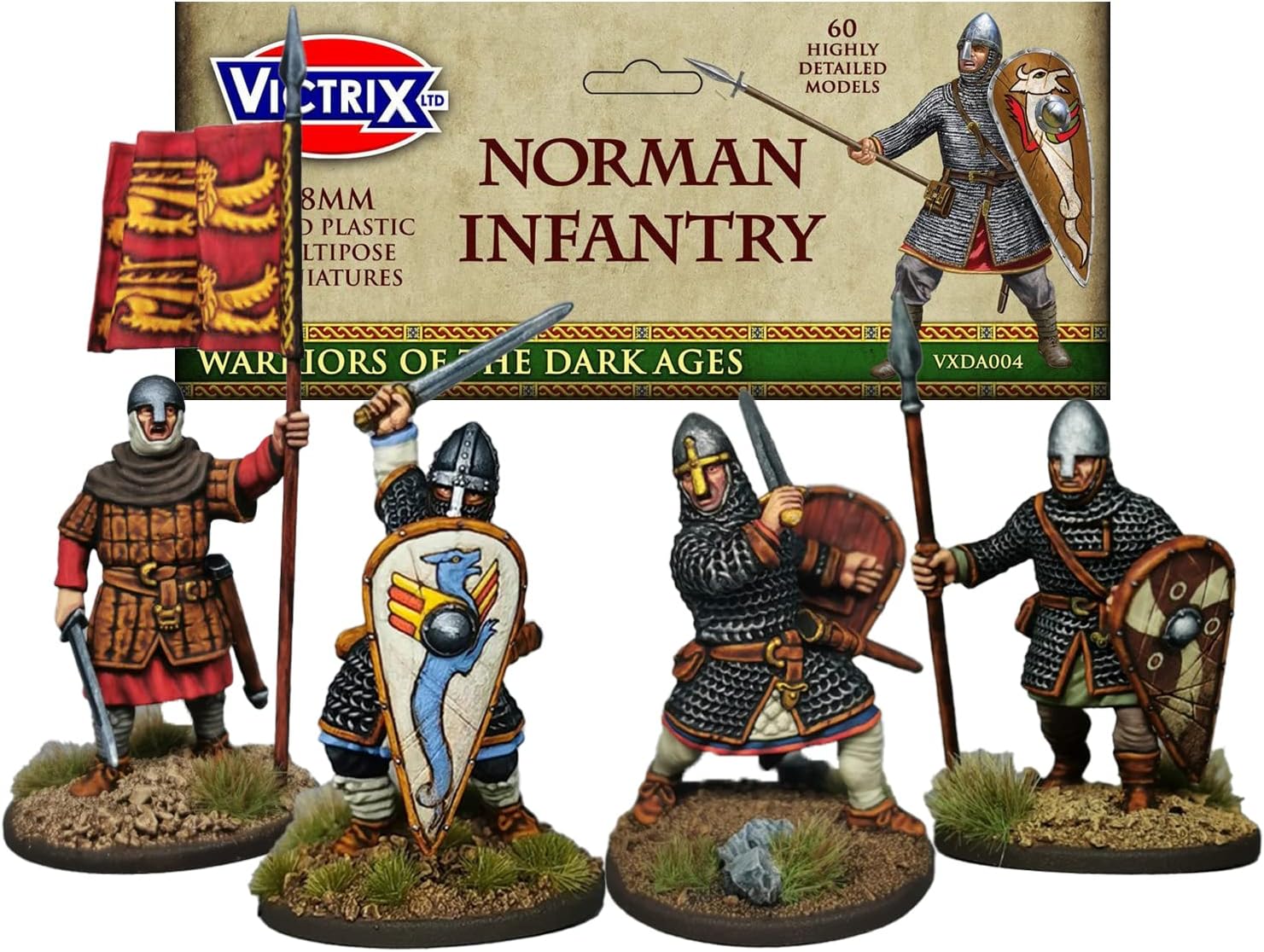VICTRIX - Norman Infantry - 60 Figures - 28mm Plastic Miniatures - Dark ...