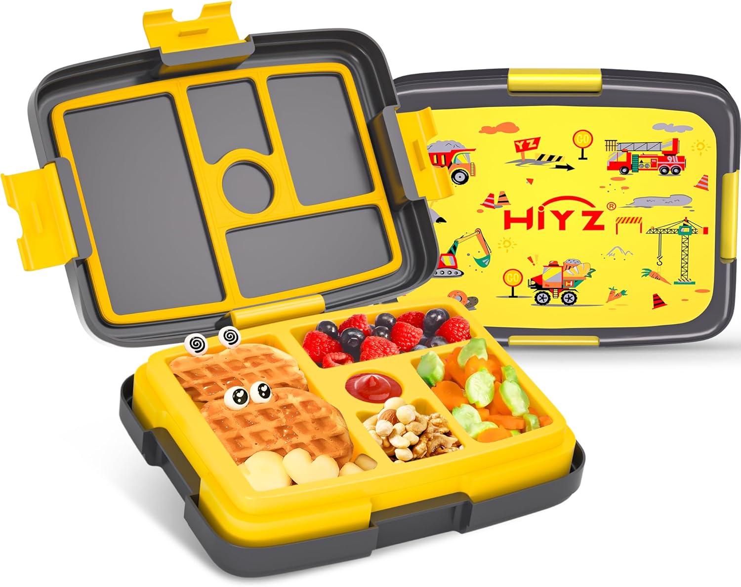Amazon.com: HiYZ Bento Lunch Box for Kids With 5 Compartments - Truck ...