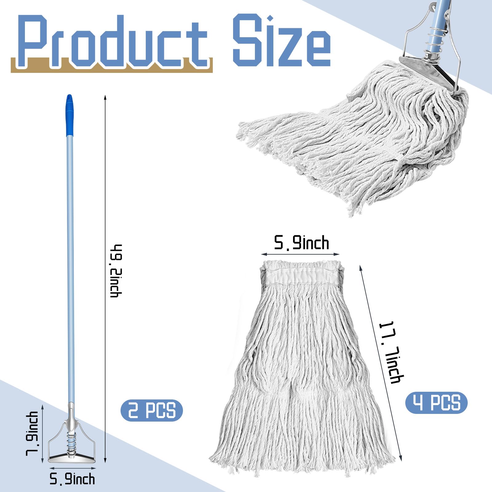 Snapklik.com : 2 Packs Mop Spring Commercial Mop Industrial Mop Steel Head