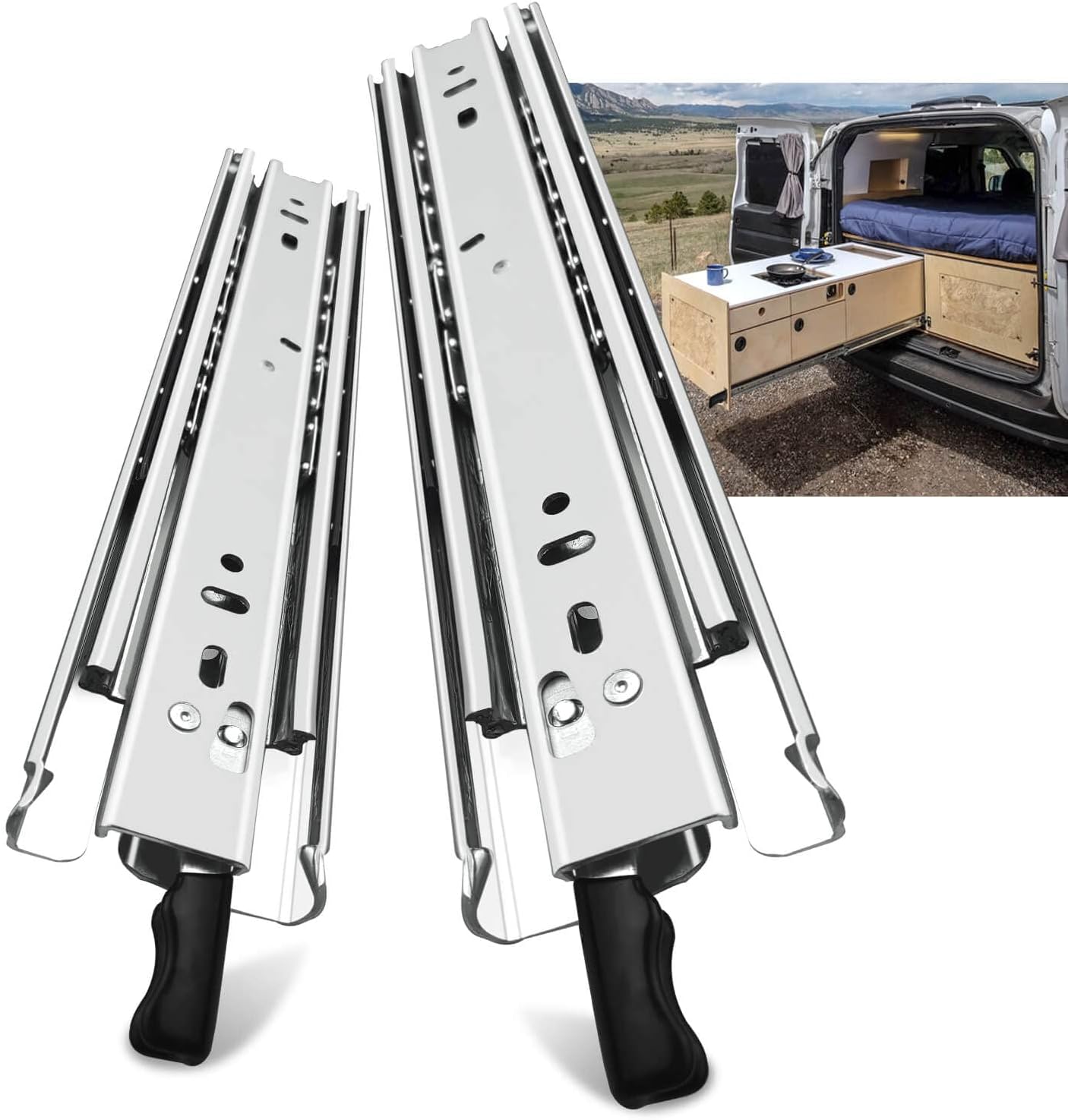 1 Pair Locking Heavy Duty Drawer Slides 150 Lb High Bearing Capacity ...