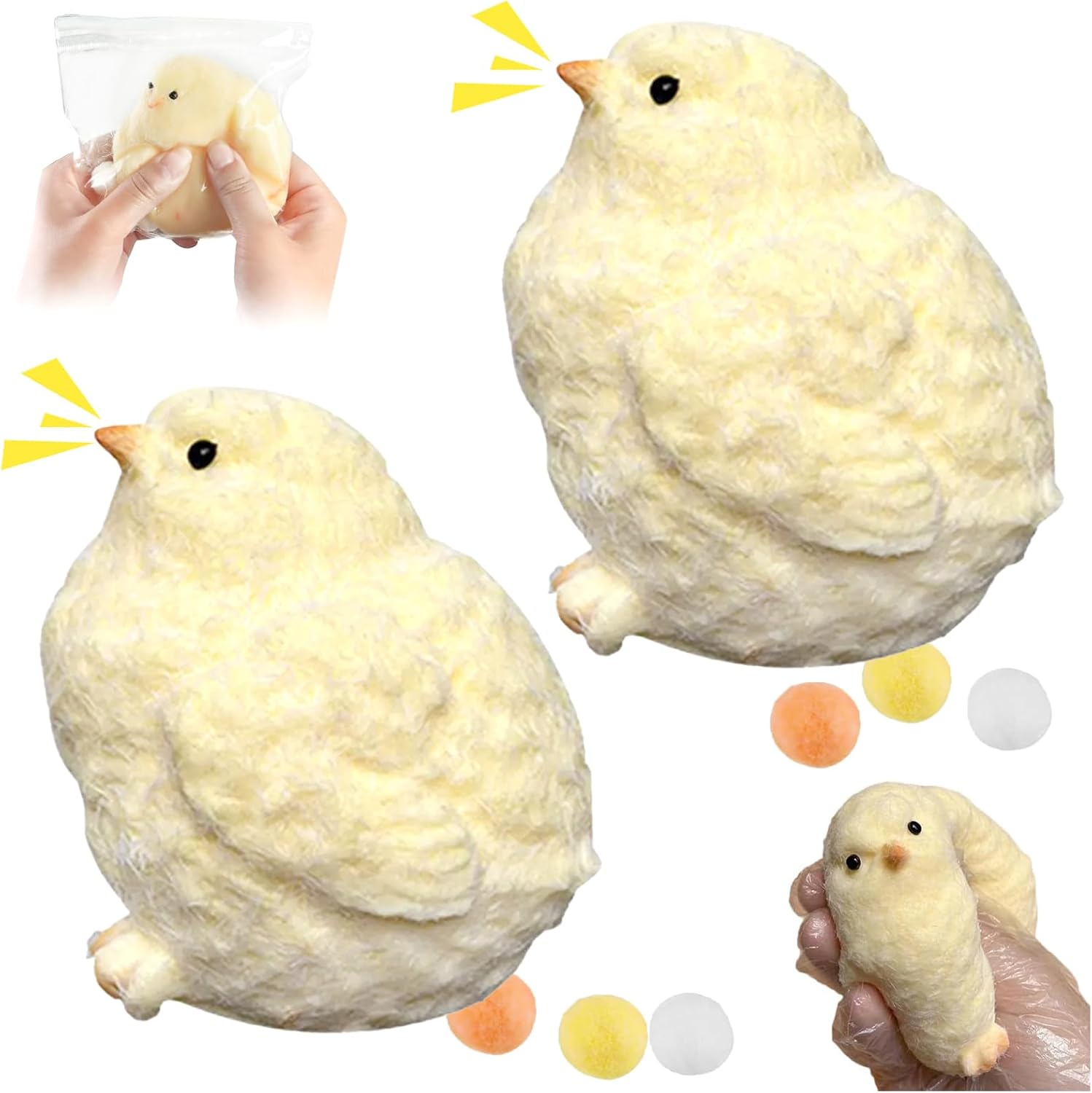 TOGETDREAM 2 Pcs Squishy Chicken Squeeze Toy, Stress Relief Squeeze ...