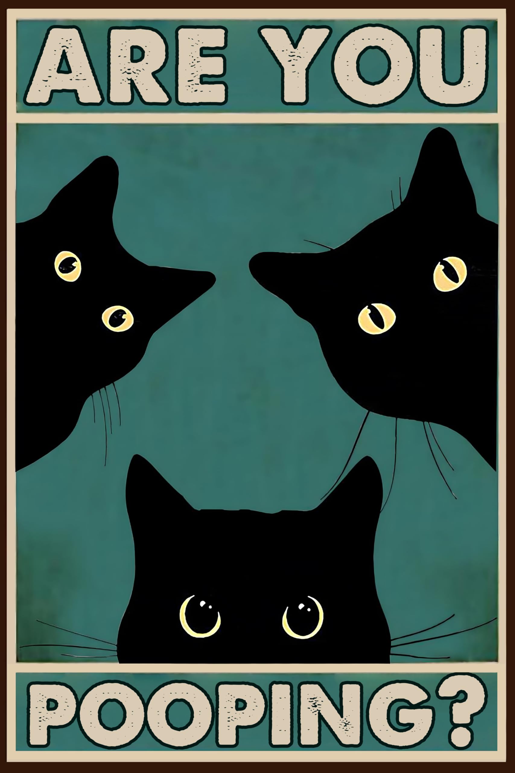 Yiruhe Funny Black Cat Are You Pooping Tin Sign - Hilarious Bathroom ...